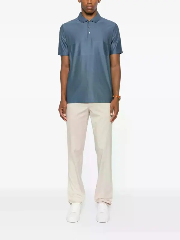Canali Stripe-detail Polo Shirt - Blue
