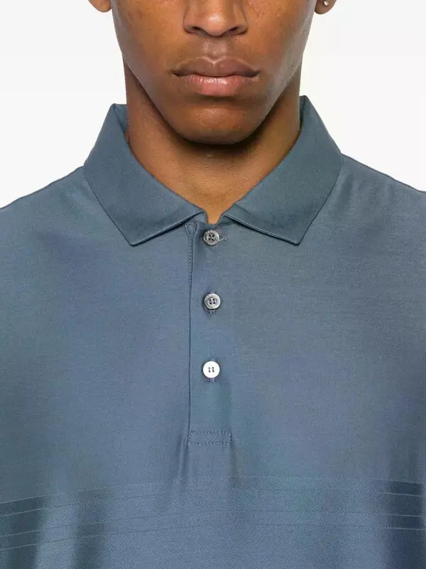 Canali Stripe-detail Polo Shirt - Blue