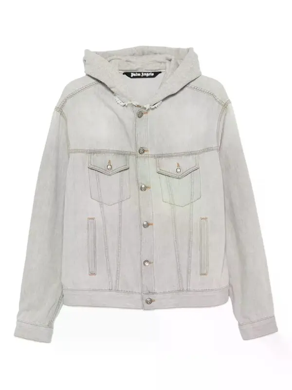 Palm Angels Hooded Denim Jacket - Grey