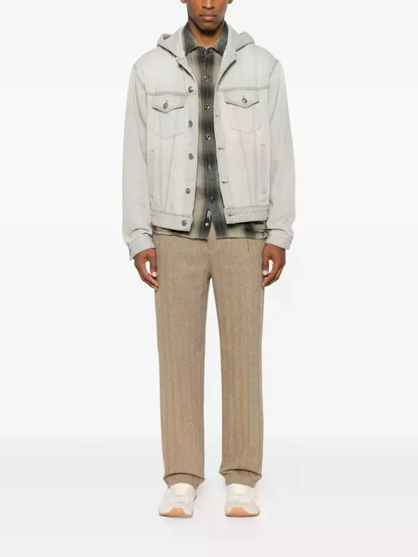 Palm Angels Hooded Denim Jacket - Grey