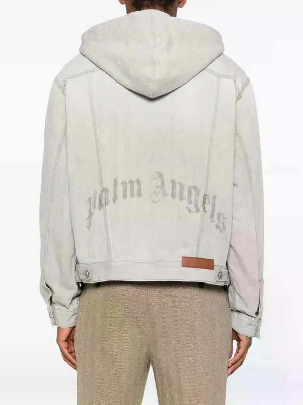 Palm Angels Hooded Denim Jacket - Grey