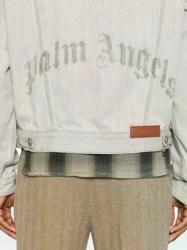Palm Angels Hooded Denim Jacket - Grey