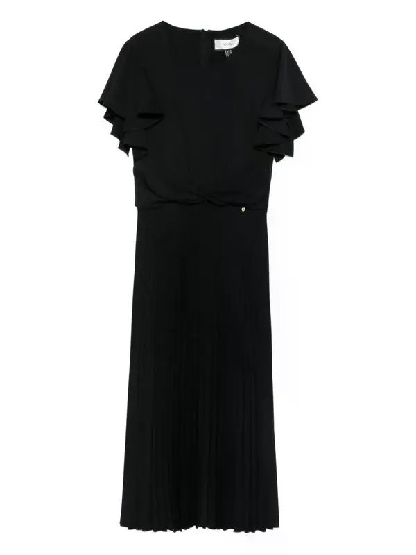 NISSA Pleated Ruffle Midi Dress