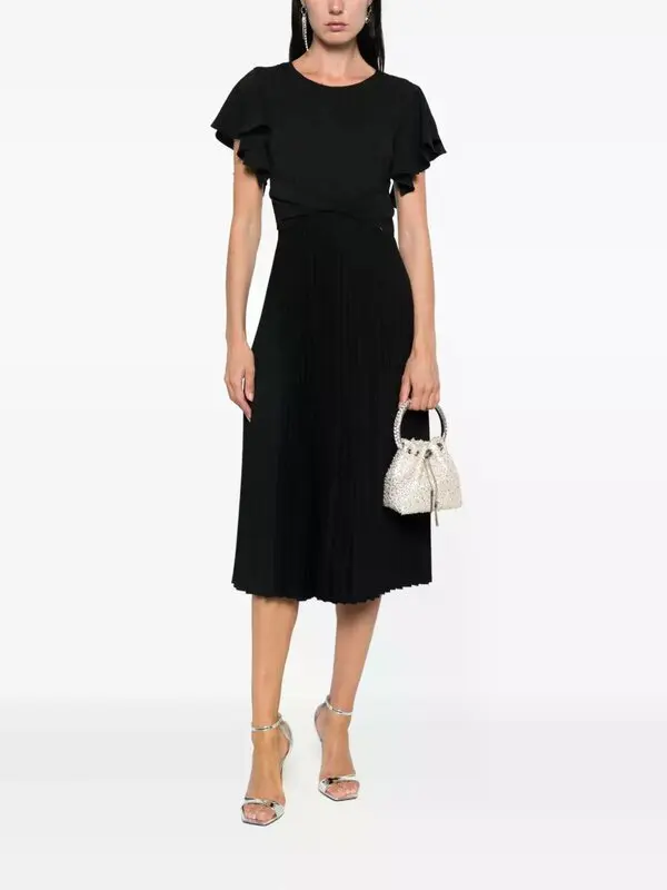 NISSA Pleated Ruffle Midi Dress