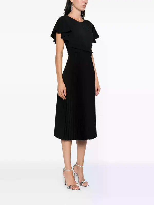NISSA Pleated Ruffle Midi Dress
