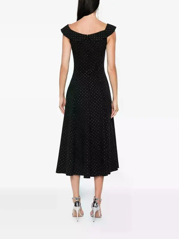 NISSA Embellished Off-shoulder Midi Dress - Black