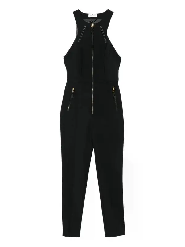 Elisabetta Franchi Zip-front Halterneck Jumpsuit - Black
