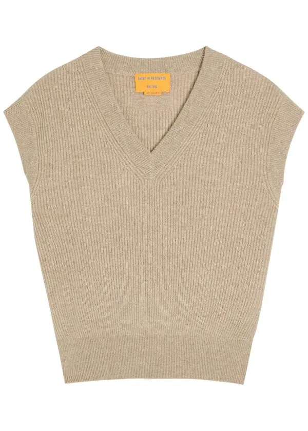 Guest In Residence Cashmere Ribbed Vest - Taupe