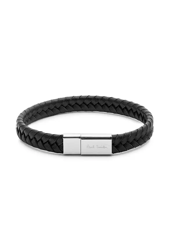 Paul Smith Braided Leather Bracelet - Black