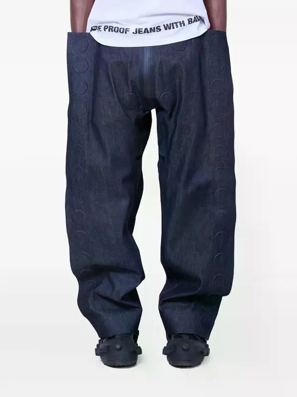 WALTER VAN BEIRENDONCK Embossed Detail Wide Leg Jeans