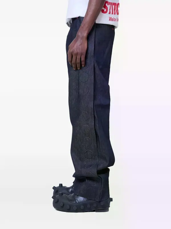 WALTER VAN BEIRENDONCK Embossed Detail Wide Leg Jeans
