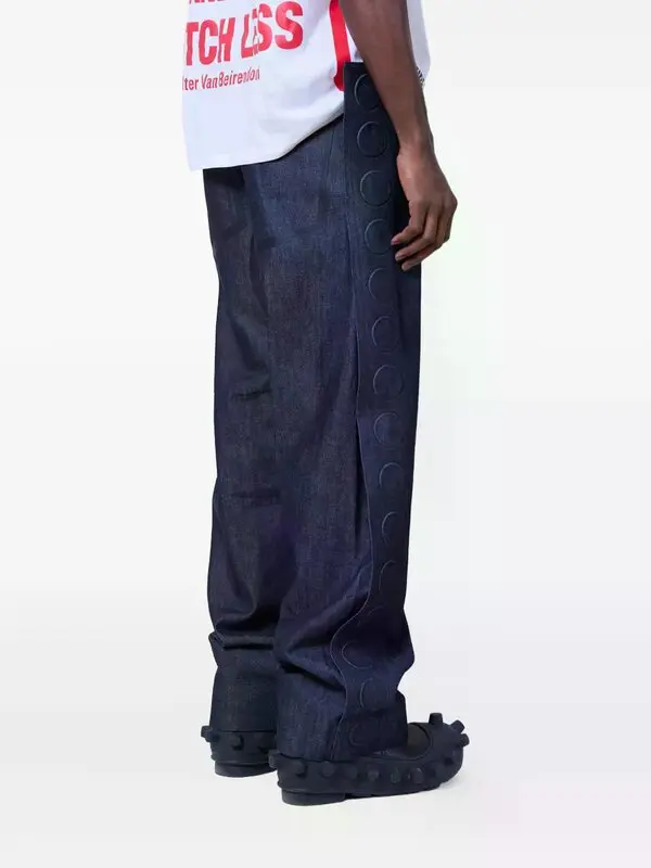 WALTER VAN BEIRENDONCK Embossed Detail Wide Leg Jeans