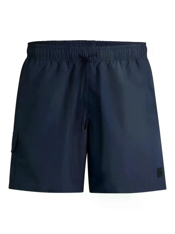 BOSS Logo-embroidered Swim Shorts - Blue