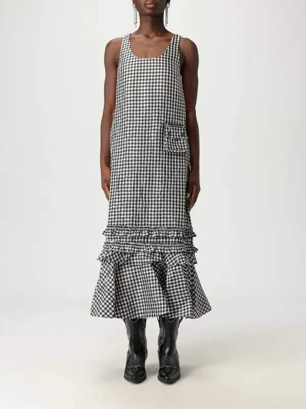 GANNI Checked Maxi Dress