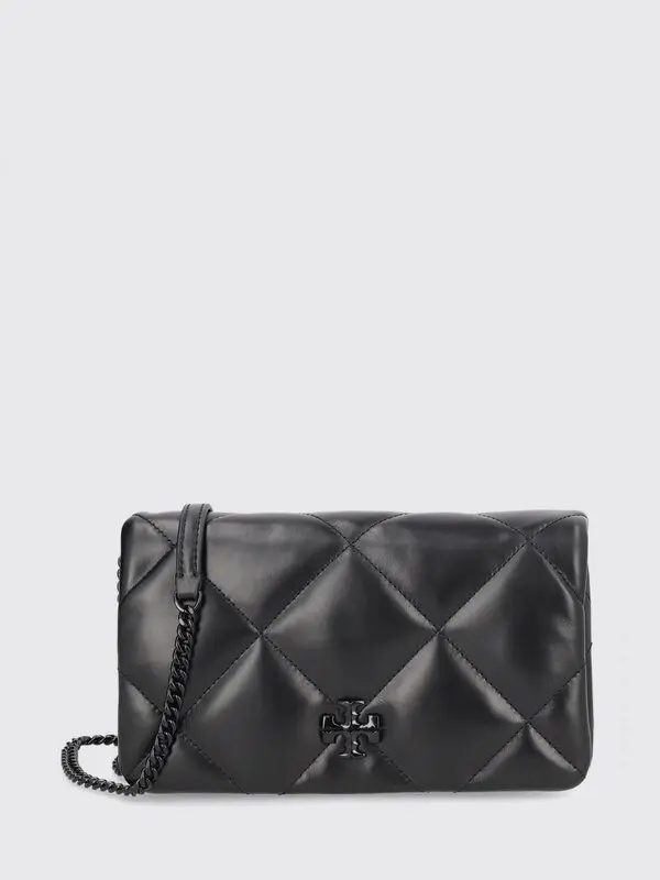Tory Burch Kira Quilted Leather Mini Bag With Double T Logo And Chain Strap - Black
