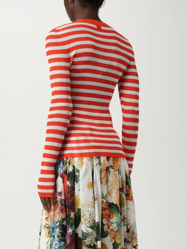Dolce & Gabbana Striped Ribbed Knit Cardigan - Orange