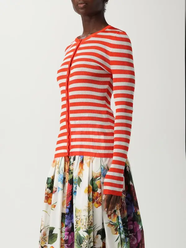 Dolce & Gabbana Striped Ribbed Knit Cardigan - Orange