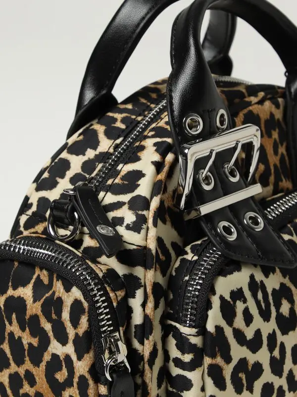 GANNI Leopard Print Satchel Bag With Buckle Detail - Multicolor