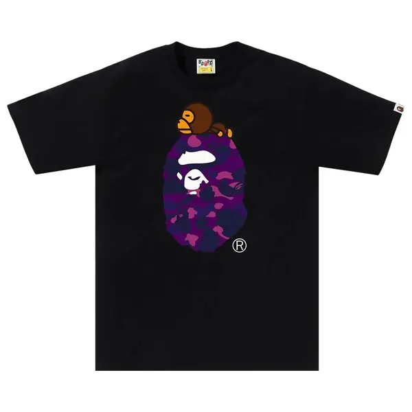 A BATHING APE Color Camo Milo On Big Ape Tee - Black