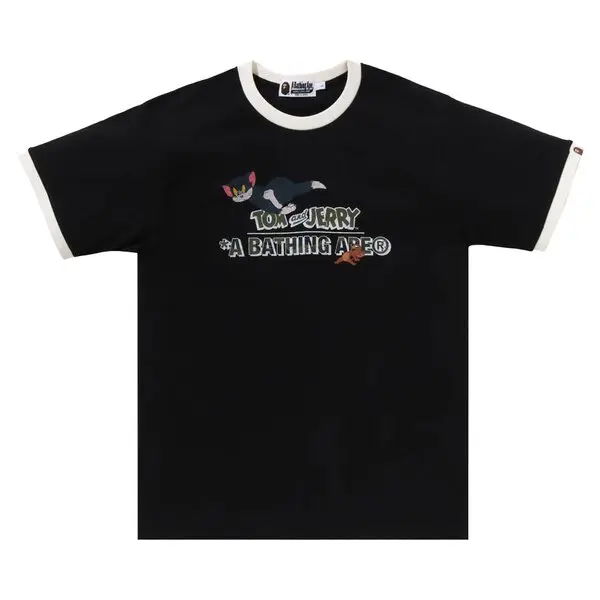 A BATHING APE X Tom And Jerry 85th Ringer Tee - Black
