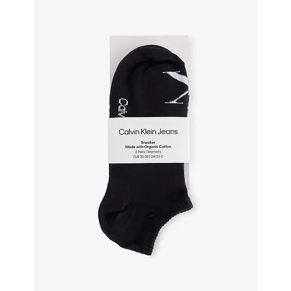 Calvin Klein Stretch-cotton Blend Sneaker Socks Pack Of Two - Black