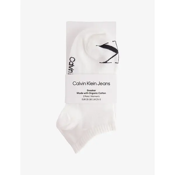 Calvin Klein Stretch-cotton Blend Sneaker Socks Pack Of Two - White