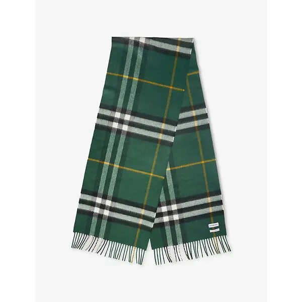Burberry Giant Check Cashmere Scarf - Dark Fern Green