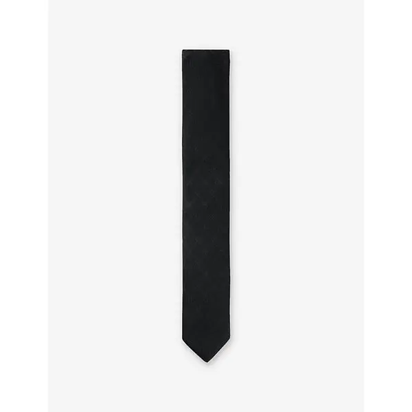 Hugo Monogram-print Jacquard Silk Tie - Black