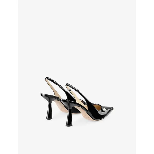 JIMMY CHOO Amita 85 Patent Leather Slingbacks - Black/black