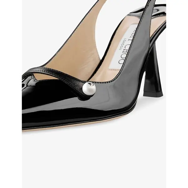 JIMMY CHOO Amita 85 Patent Leather Slingbacks - Black/black