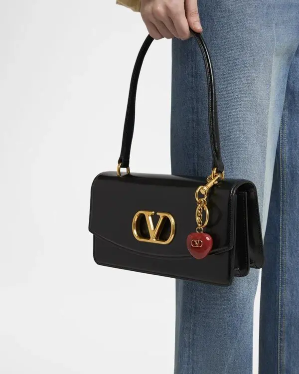 Valentino Garavani Vlogo Signature Heart Charm Keyring - Brass/red