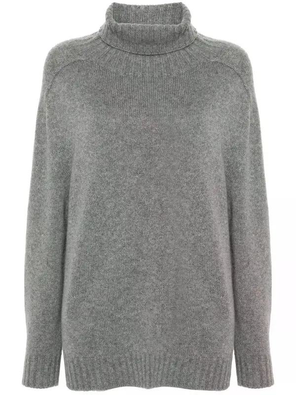 Eric Bompard Hammer-sleeve Round-neck Sweater - Grey