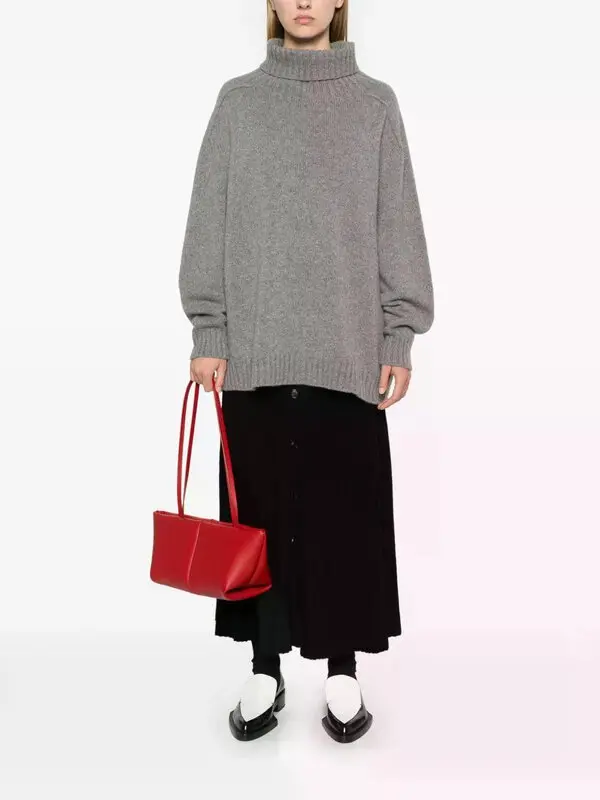 Eric Bompard Hammer-sleeve Round-neck Sweater - Grey
