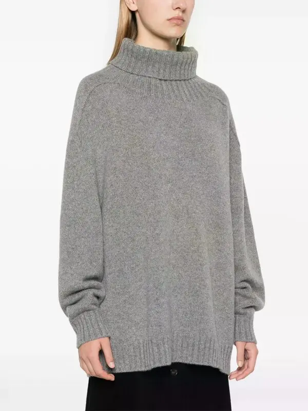 Eric Bompard Hammer-sleeve Round-neck Sweater - Grey
