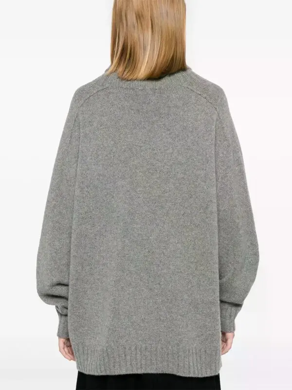 Eric Bompard Hammer-sleeve Round-neck Sweater - Grey