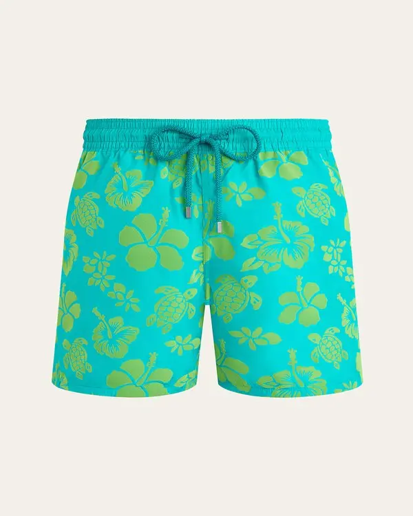 Vilebrequin Flocked Tropical Turtle Swim Trunks - Ceramic