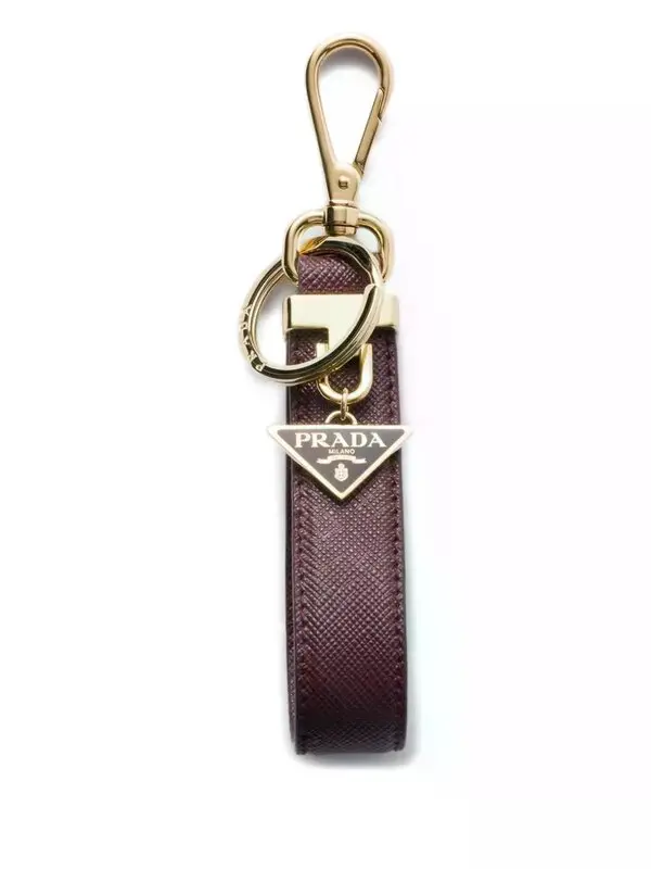 Prada Saffiano Leather Triangle-logo Keyring