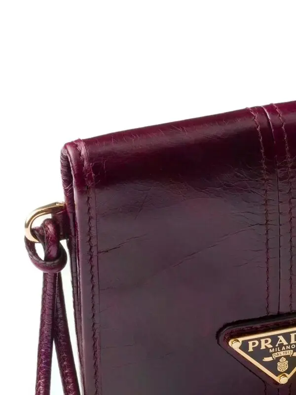 Prada Patent-leather Logo-plaque Wallet - Red