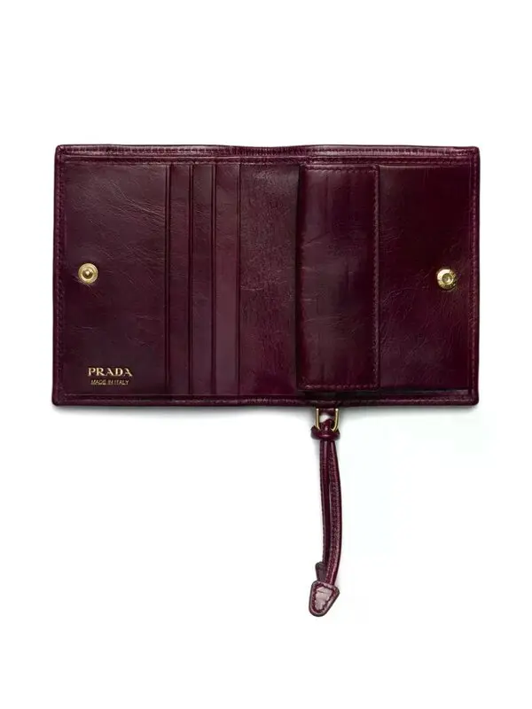 Prada Patent-leather Logo-plaque Wallet - Red