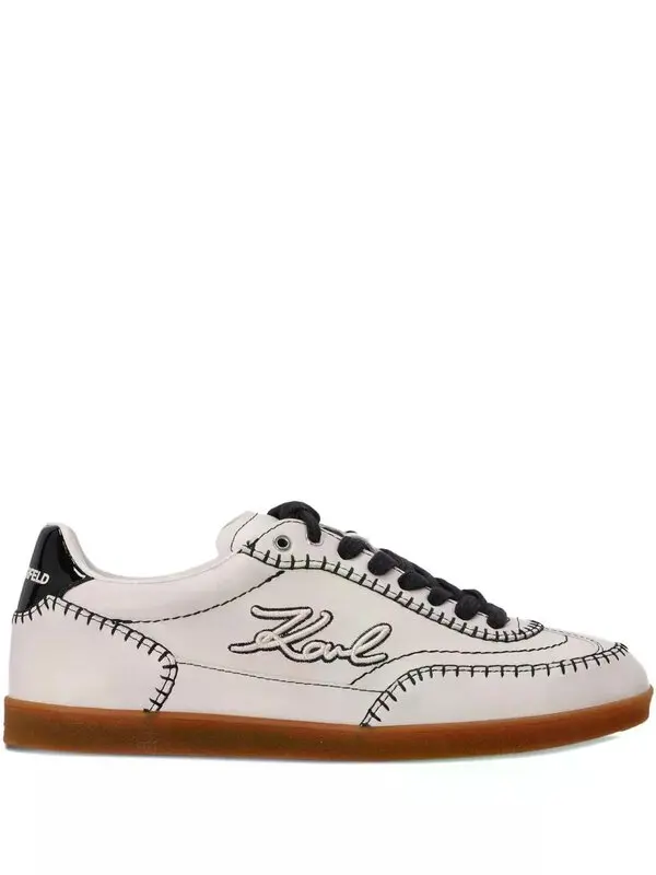 Karl Lagerfeld Embroidered Leather Sneakers - White