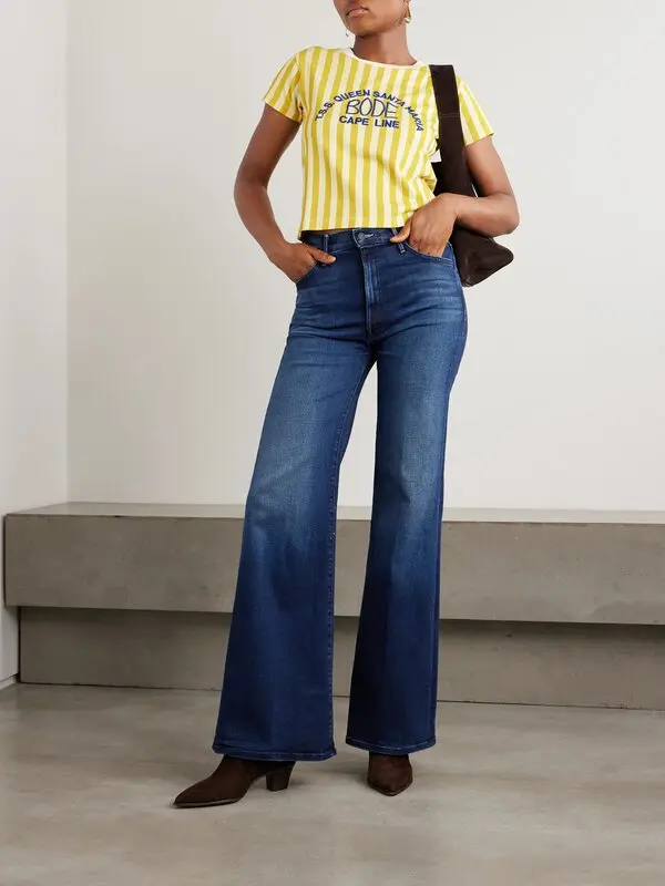 MOTHER The Hustler Roller High-rise Wide-leg Jeans - Blue