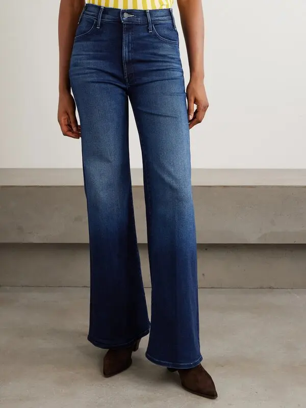 MOTHER The Hustler Roller High-rise Wide-leg Jeans - Blue