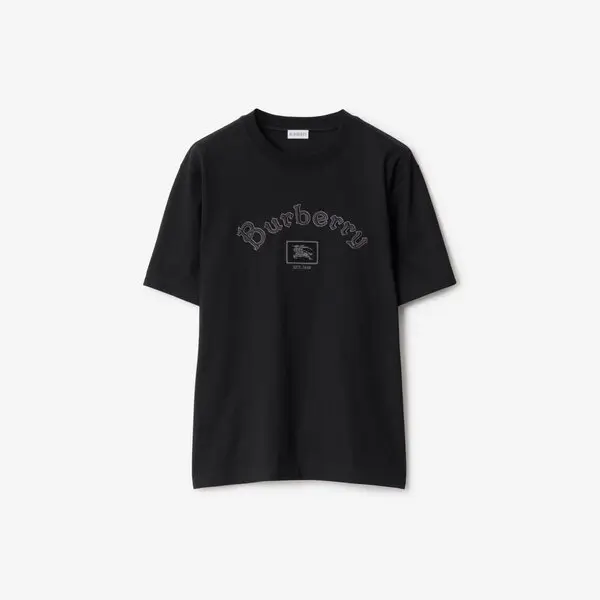 Burberry Gothic Logo Cotton T-shirt - Black