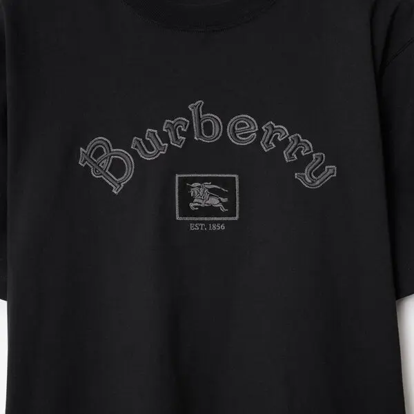 Burberry Gothic Logo Cotton T-shirt - Black