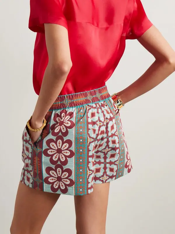La DoubleJ Printed Cotton Shorts - Green
