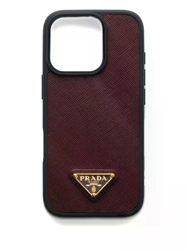 Prada Saffiano Leather Iphone 16 Pro Case - Brown