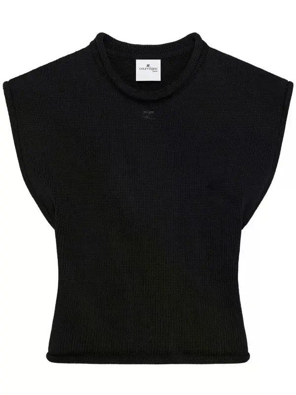 COURREGES Cropped Sleeveless Jumper - Black