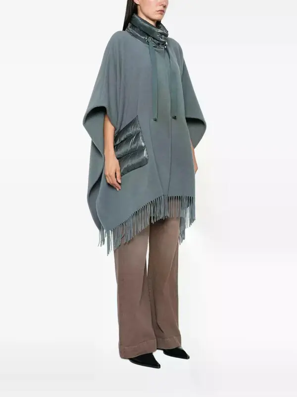 Herno Quilted-pocket Fringed Poncho