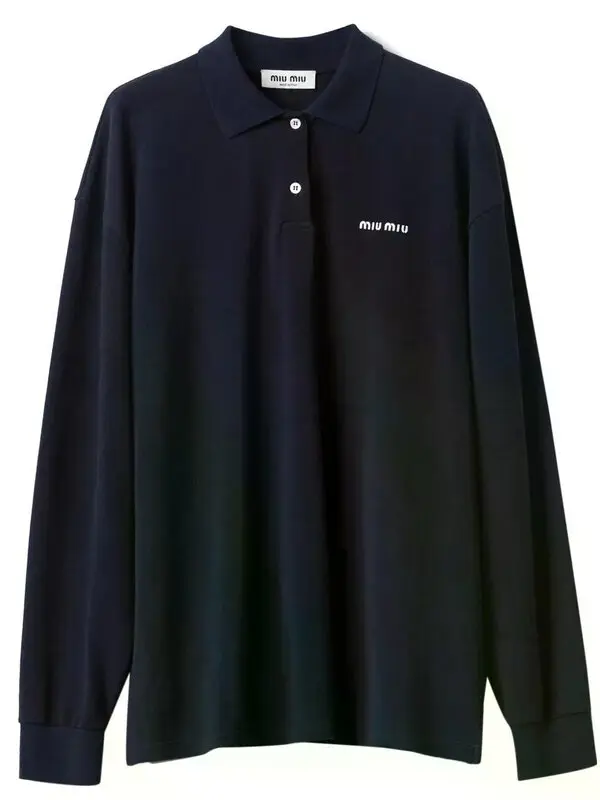 Miu Miu Logo-embroidered Piqué Polo Shirt