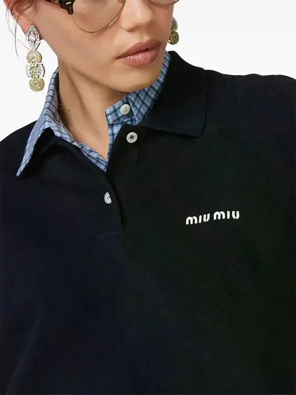 Miu Miu Logo-embroidered Piqué Polo Shirt